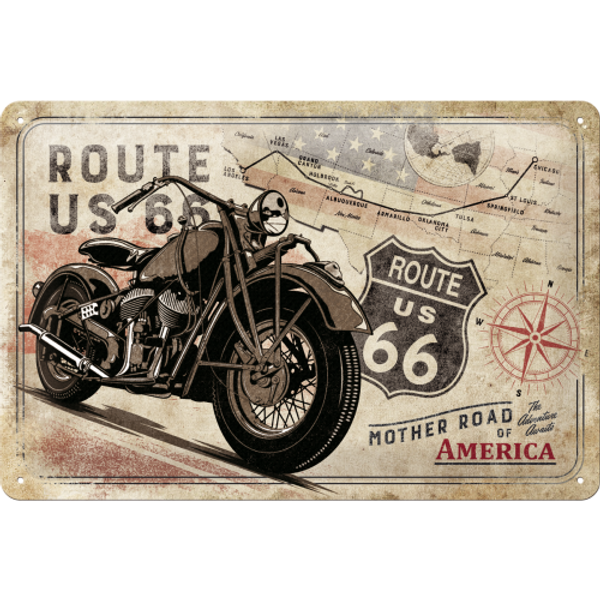 Route 66 Bike Map - Magnetsett - METALLSKILT.NO